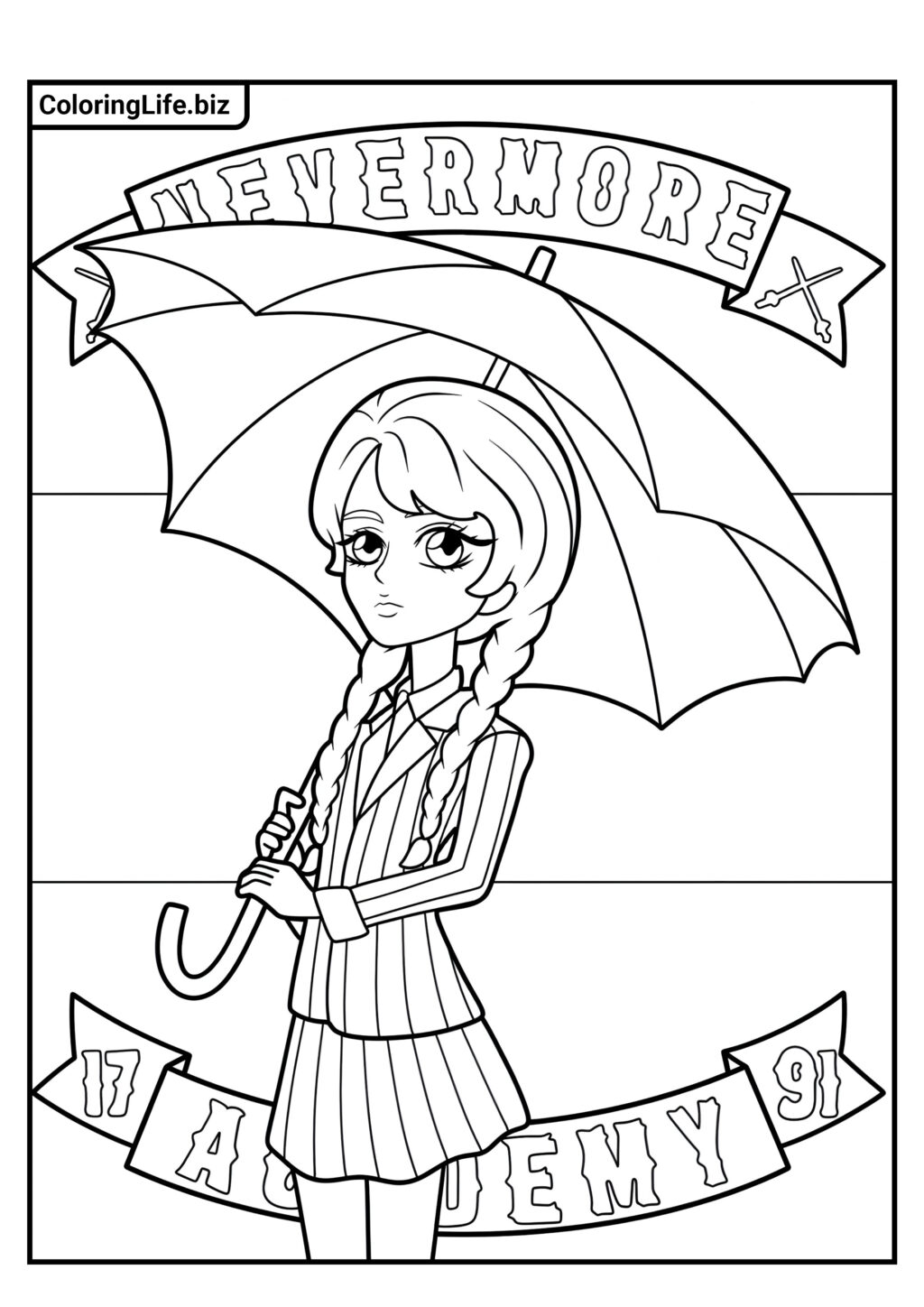 Ausmalbilder von Wednesday | 20 neue Bilder zum Ausdrucken!