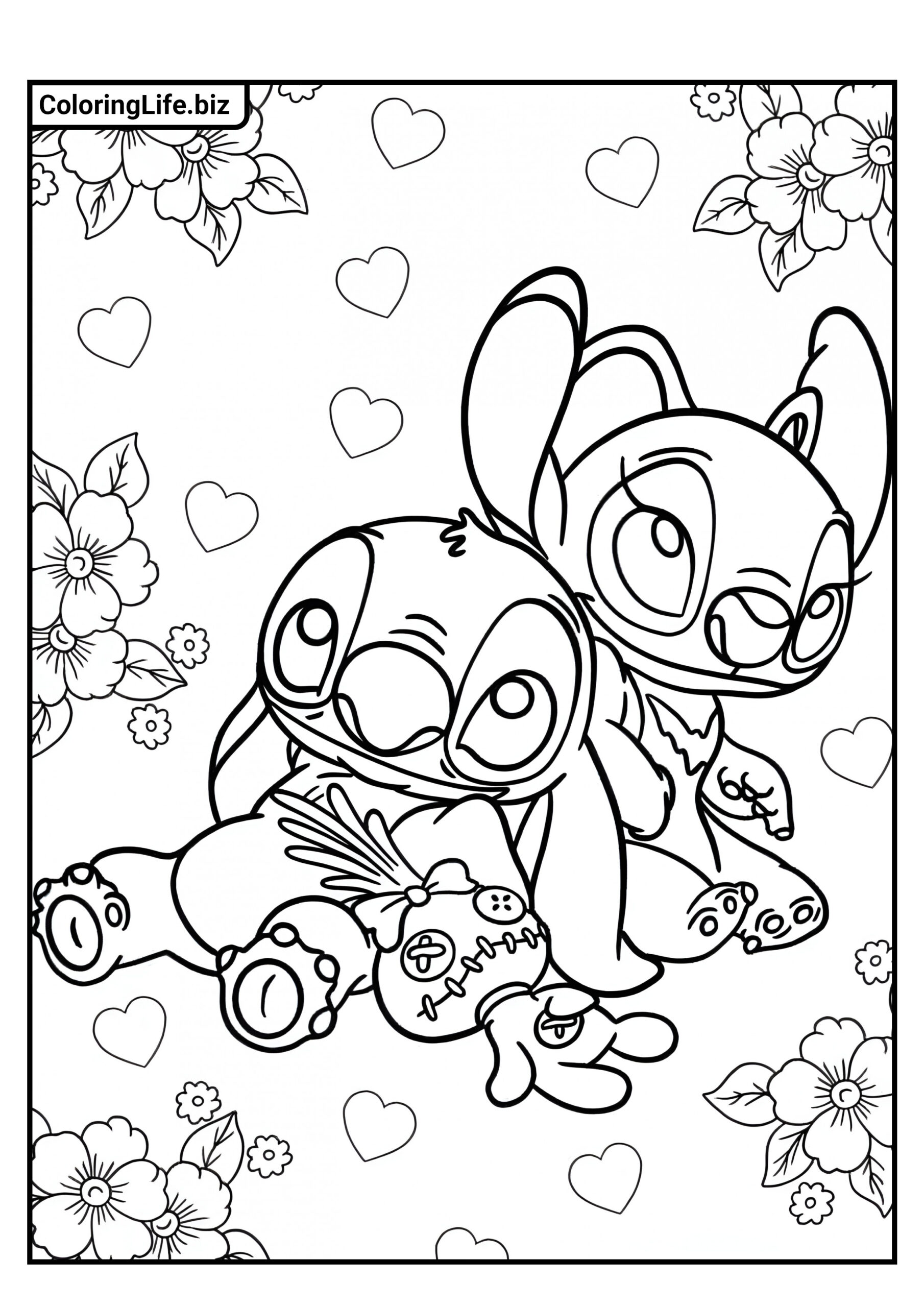 Раскраски Лило и Стич распечатать на А4 бесплатно