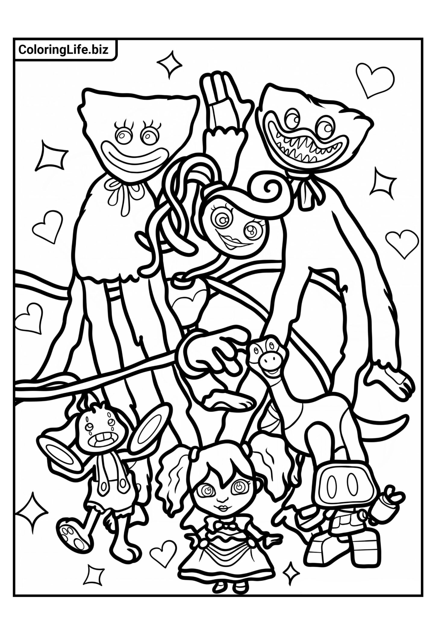 Раскраски Поппи Плейтайм распечатать на А4 бесплатно