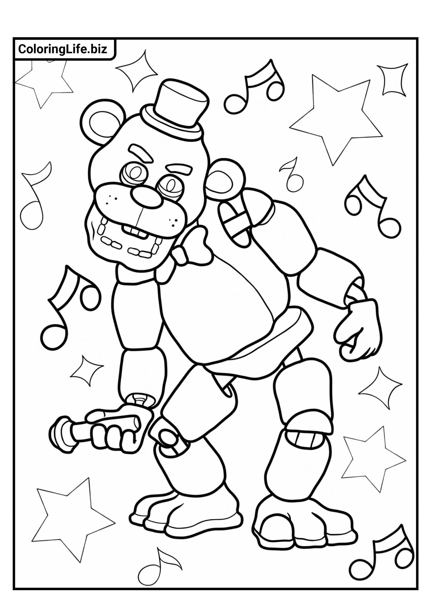 Ausmalbilder FNAF (5 Nächte mit Freddy) zum Ausdrucken auf A4