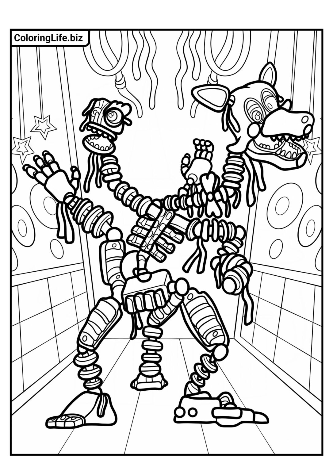 Ausmalbilder FNAF (5 Nächte mit Freddy) zum Ausdrucken auf A4