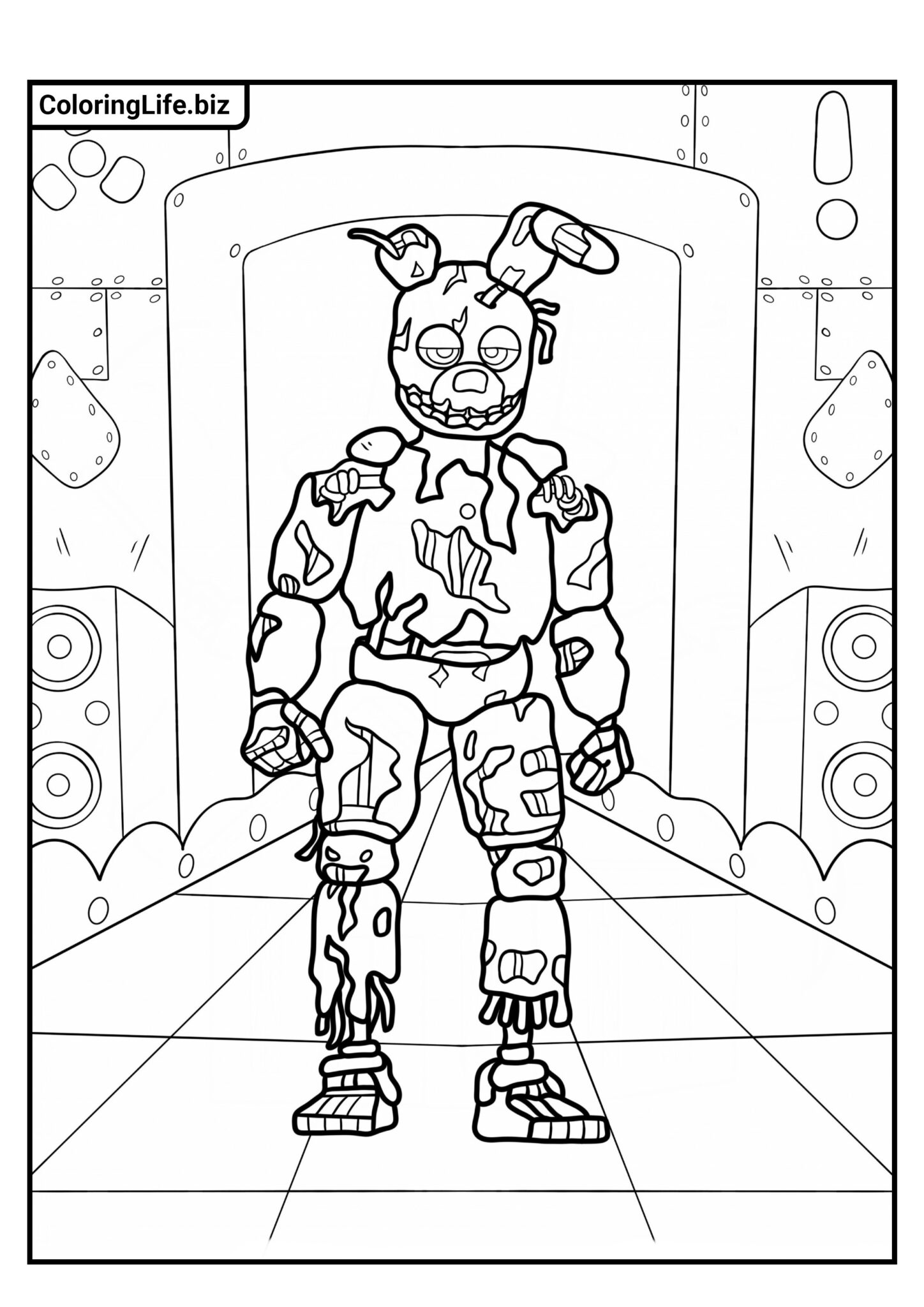 Ausmalbilder FNAF (5 Nächte mit Freddy) zum Ausdrucken auf A4