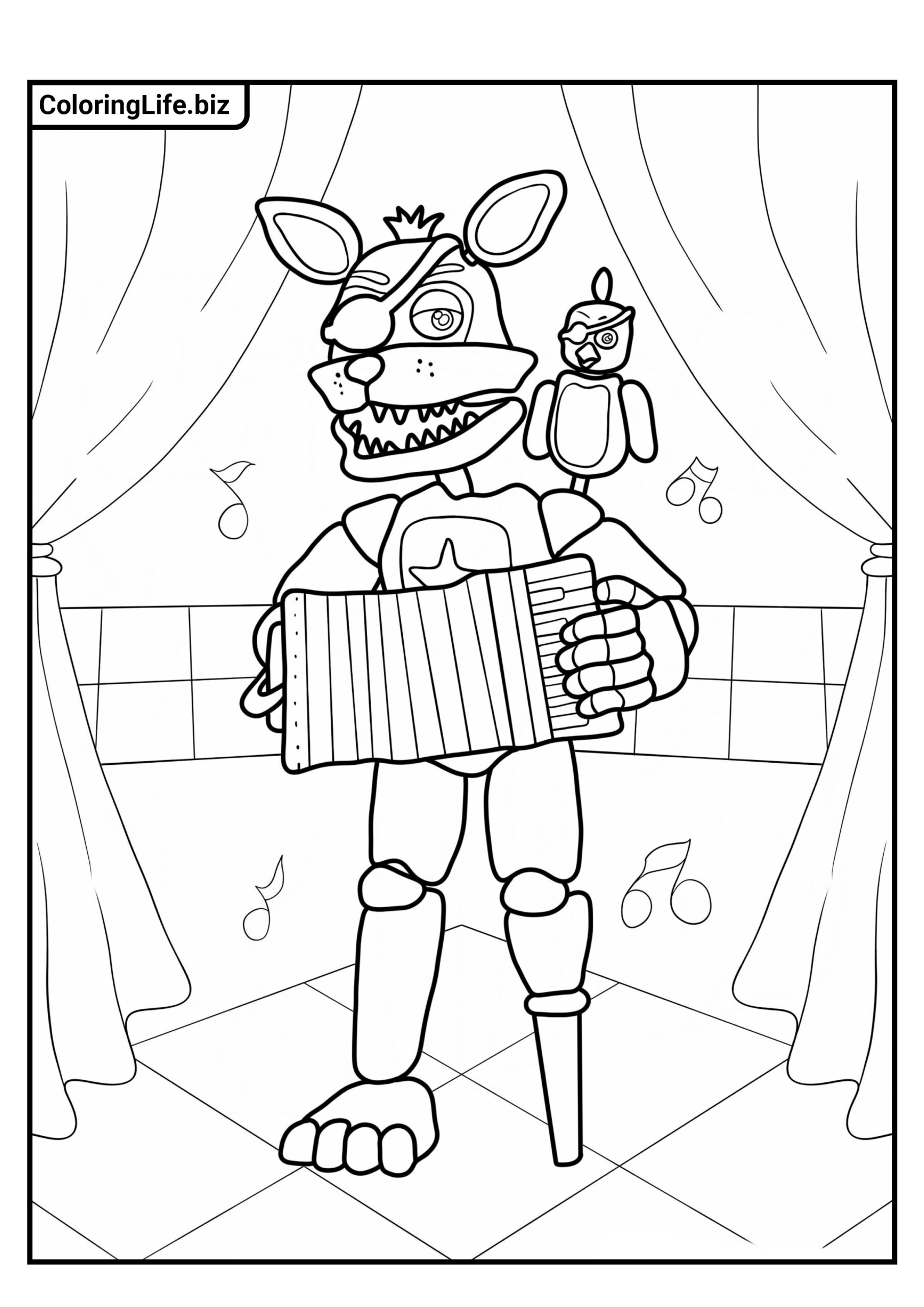 Ausmalbilder FNAF (5 Nächte mit Freddy) zum Ausdrucken auf A4