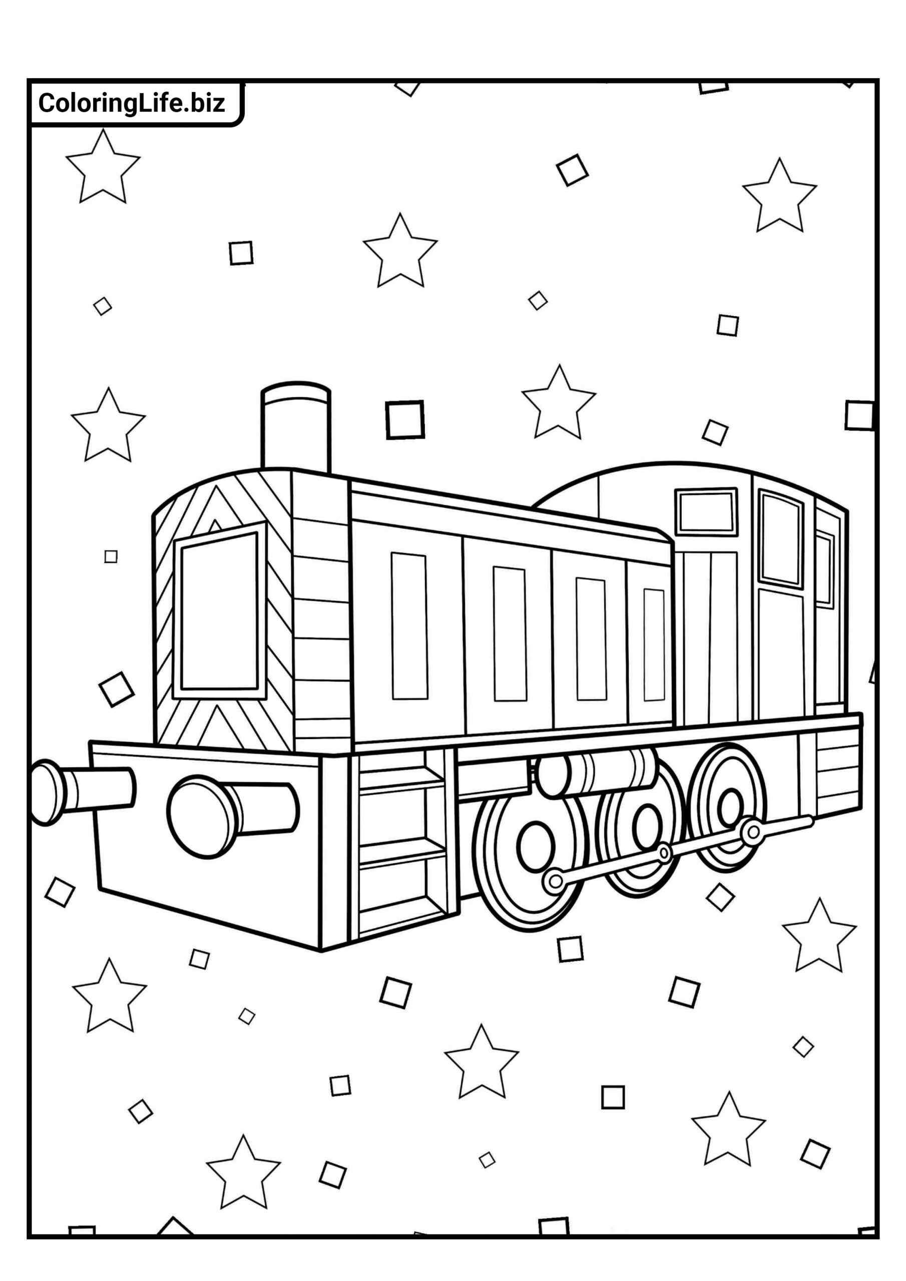 Раскраски Поезд - распечатать на А4 - скачать PDF