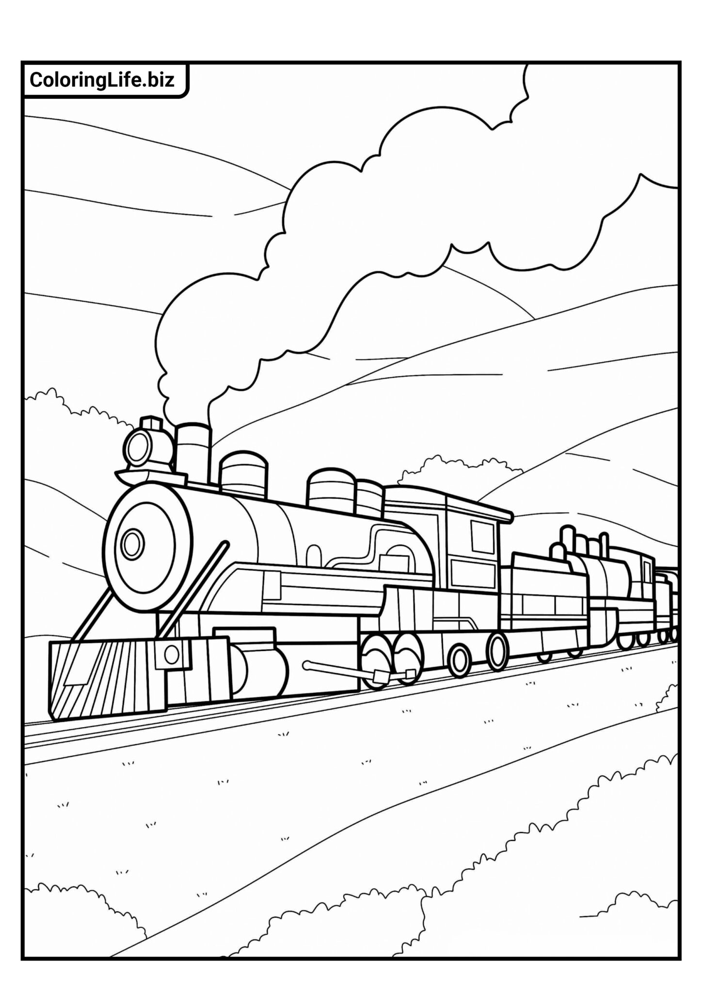 Раскраски Поезд - распечатать на А4 - скачать PDF
