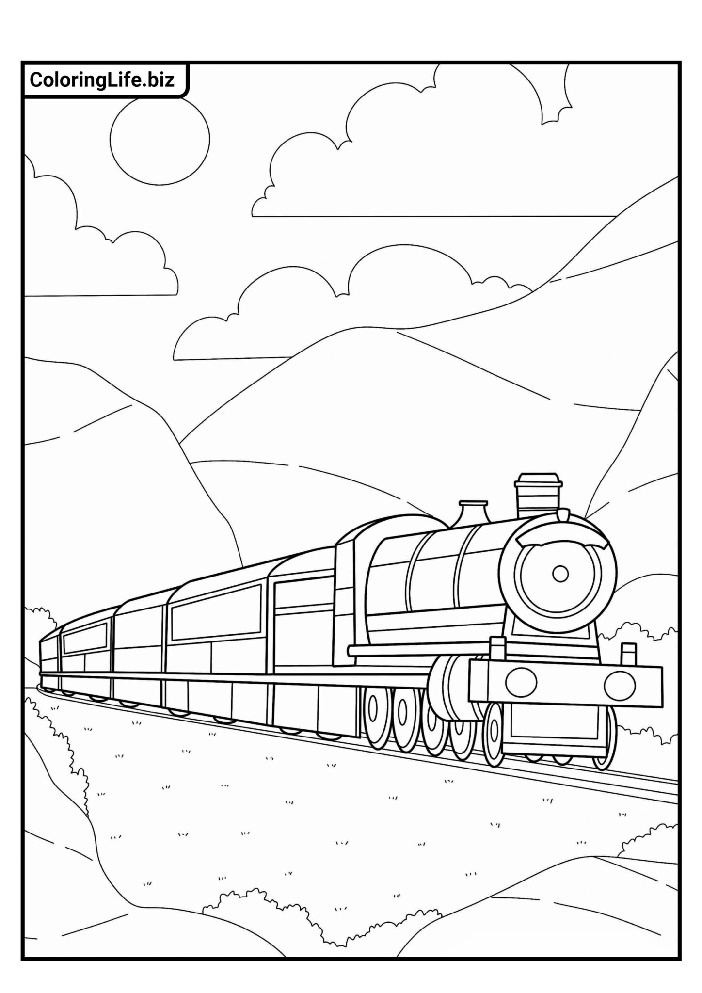 Раскраски Поезд - распечатать на А4 - скачать PDF