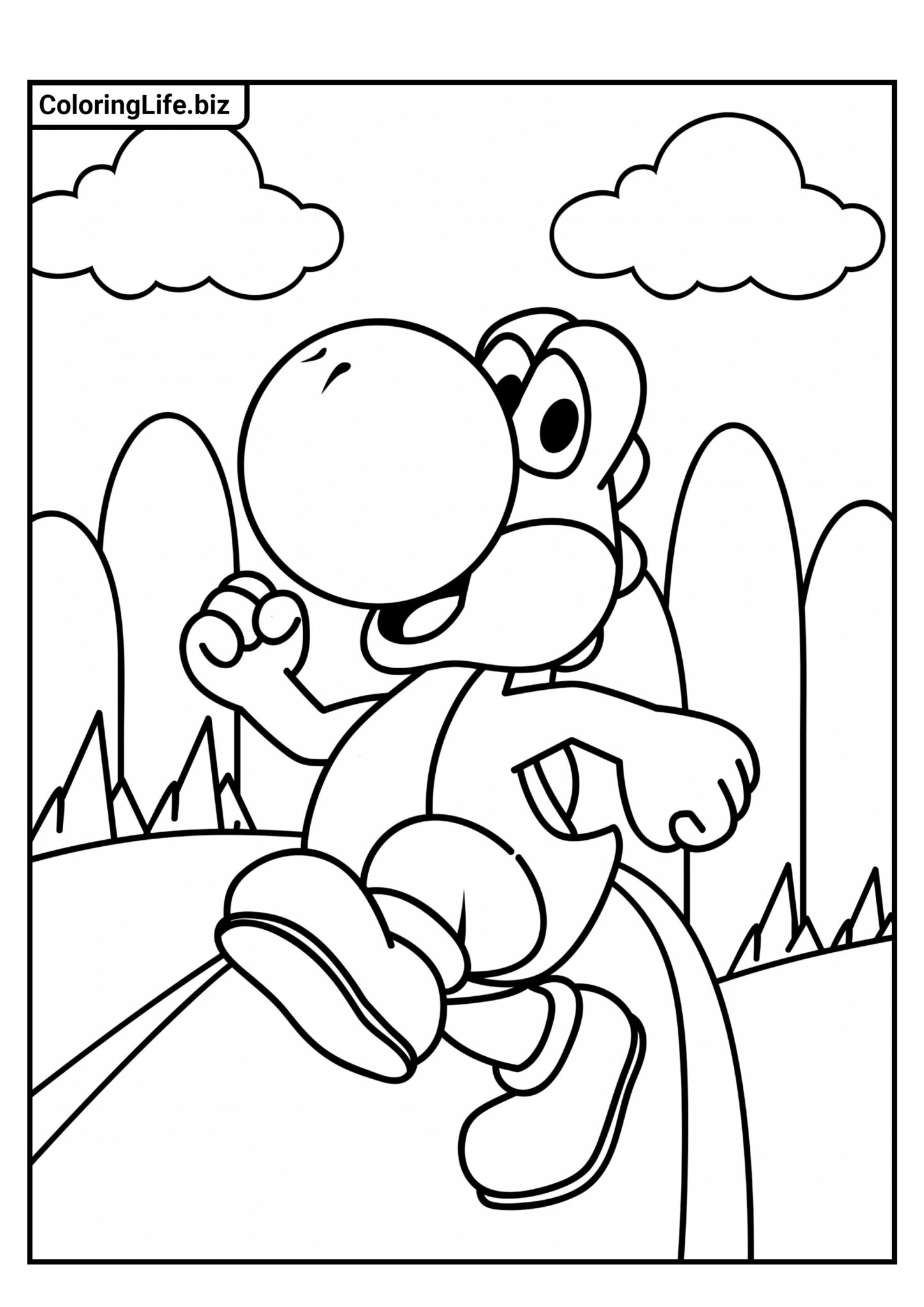 Yoshi Ausmalbilder (Super Mario Bros.) | Ausdrucken im A4-Format