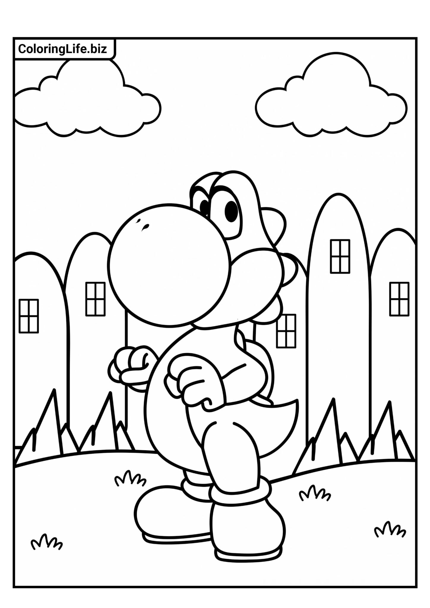 Yoshi Ausmalbilder (Super Mario Bros.) | Ausdrucken im A4-Format