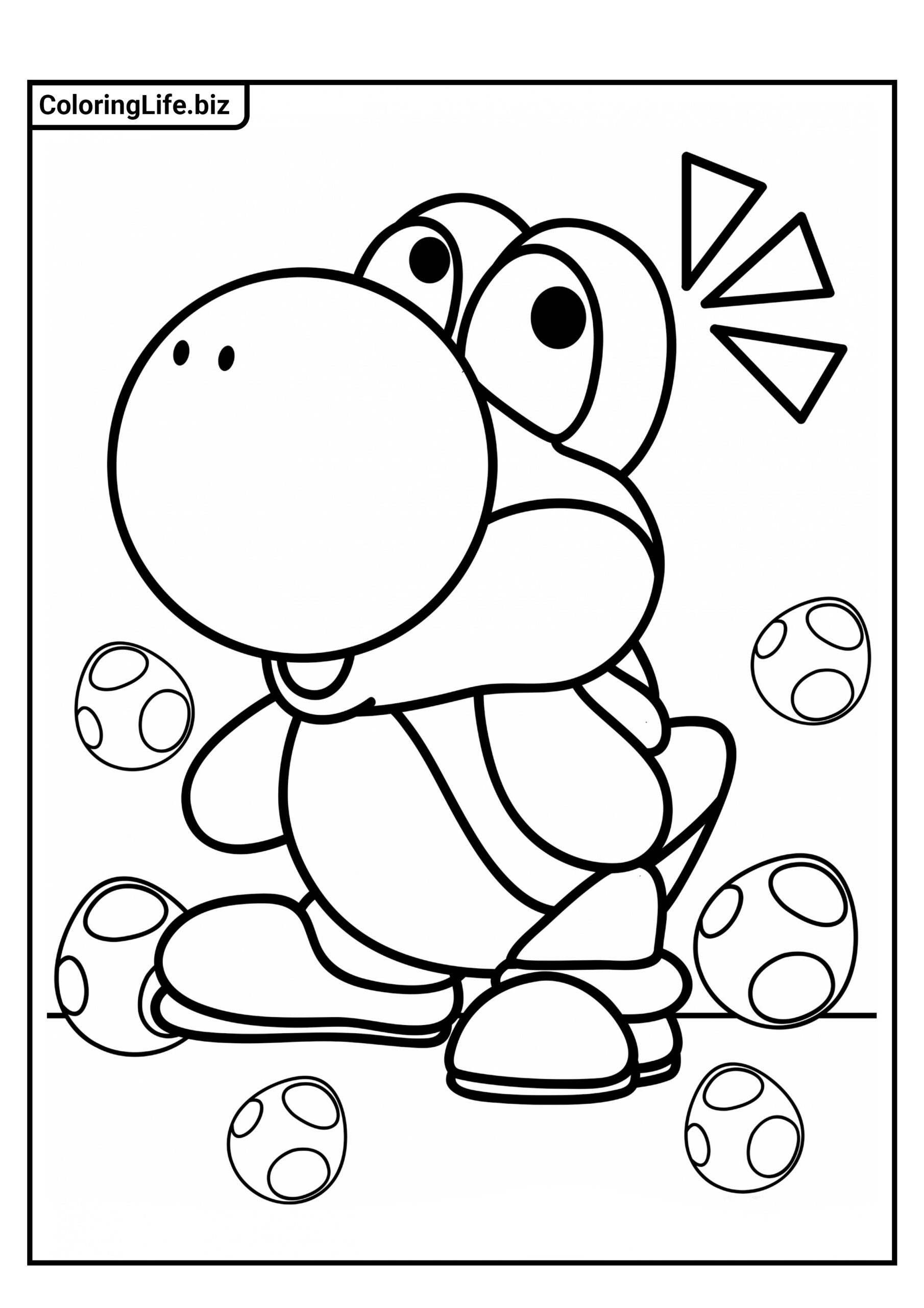 Yoshi Ausmalbilder (Super Mario Bros.) | Ausdrucken im A4-Format