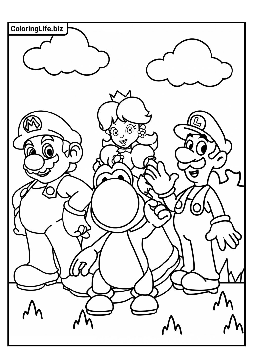 Yoshi Ausmalbilder (Super Mario Bros.) | Ausdrucken im A4-Format