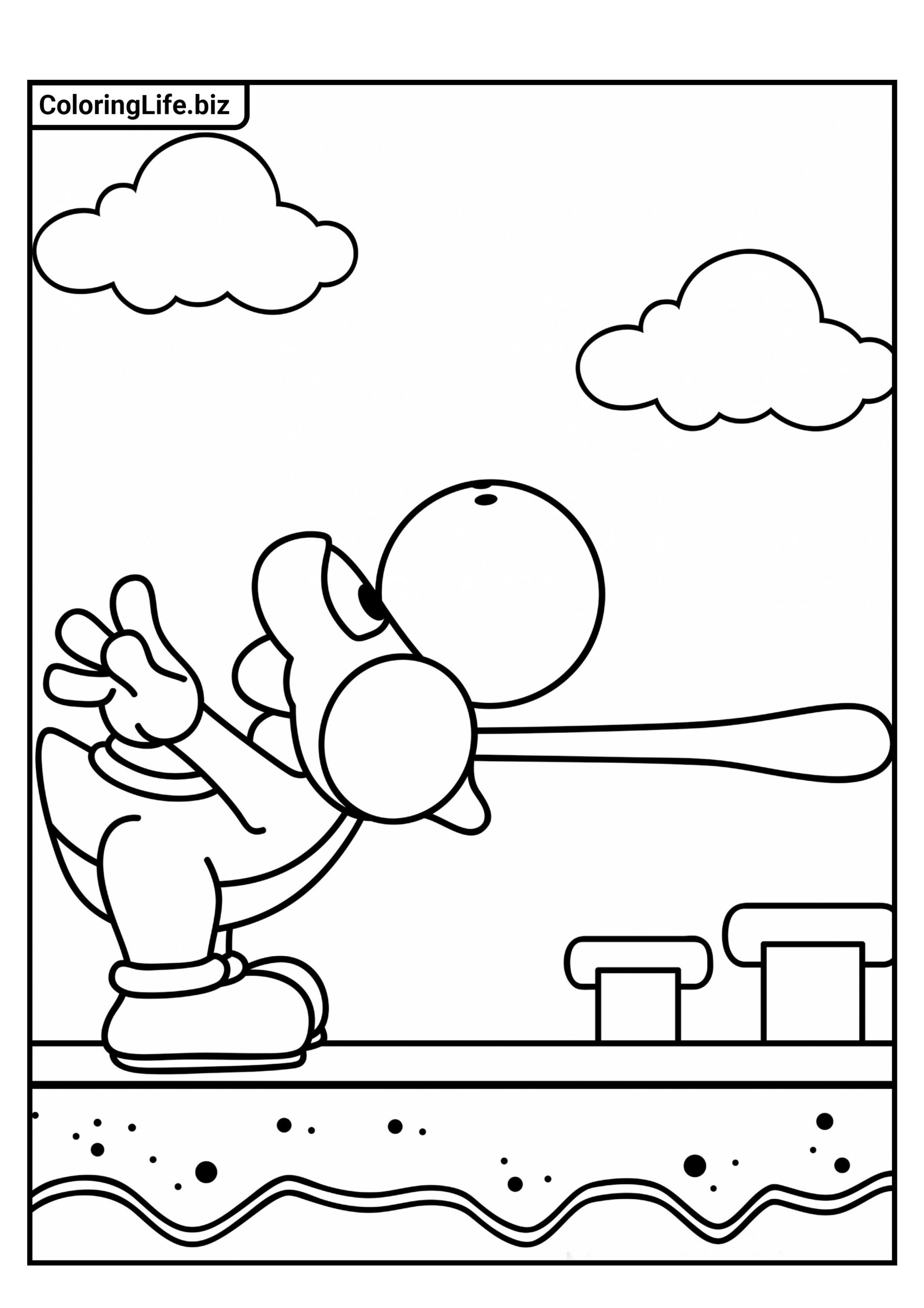 Yoshi Ausmalbilder (Super Mario Bros.) | Ausdrucken im A4-Format